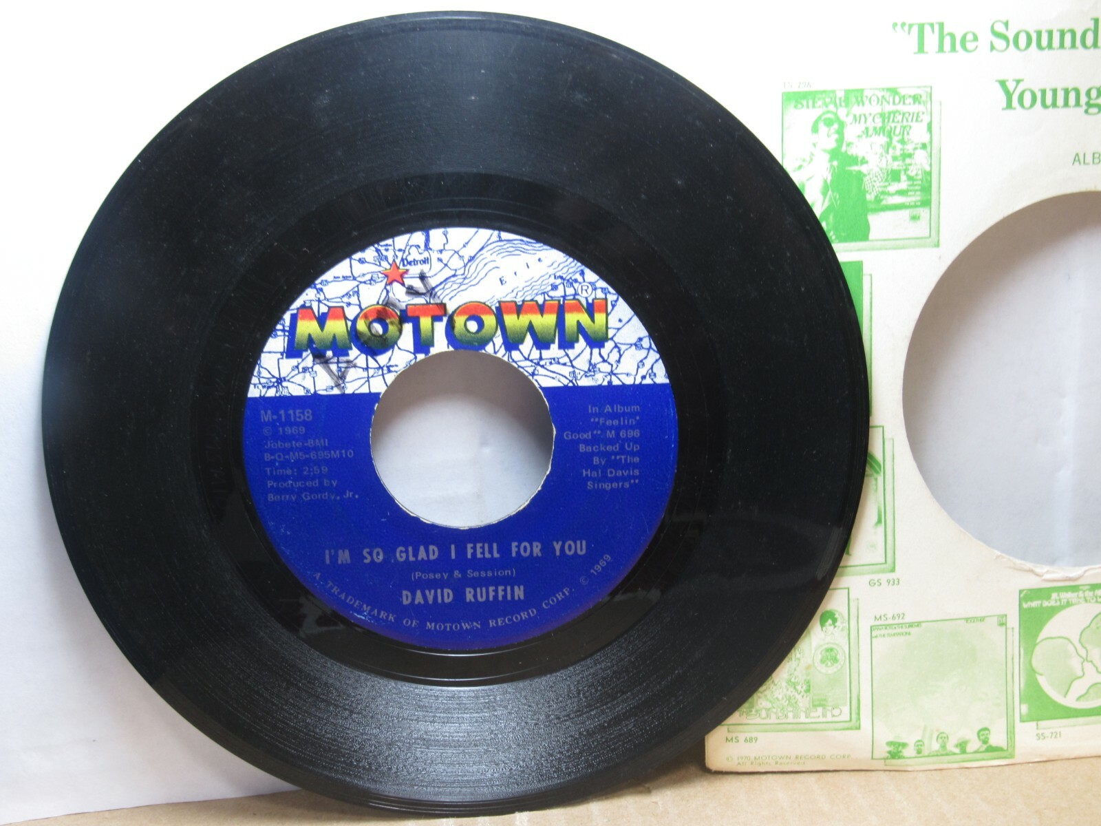 Old 45 RPM Record - Motown M-1158 - David Ruffin - I'm So Glad I Fell ...