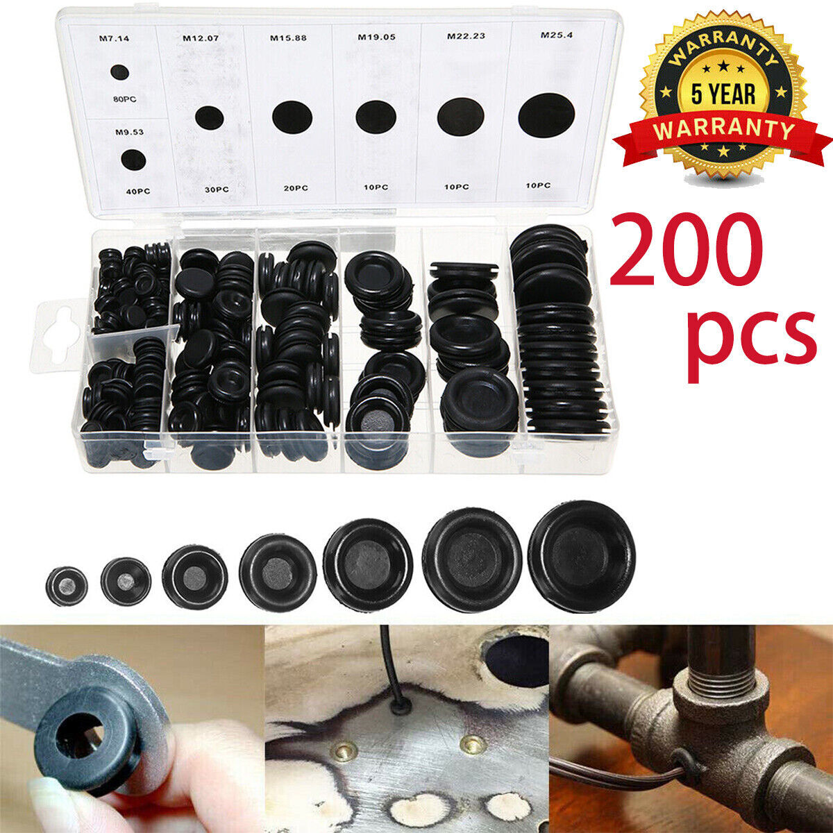 UK Rubber Grommets Blanking open/closed blind Grommet Set 200PCS ...