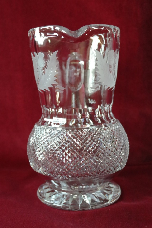 Edinburgh Crystal Thistle Pattern - Large Sized Jug - 7 inch - signed ...