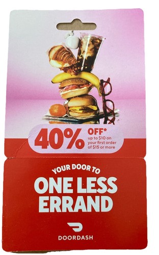 DoorDash Coupon Card 40% Off Your First Order of $15 Door Dash ...