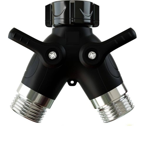 2-Way Heavy Duty Metal Hose Splitter With Dual Shut-Off, Y Valve ...