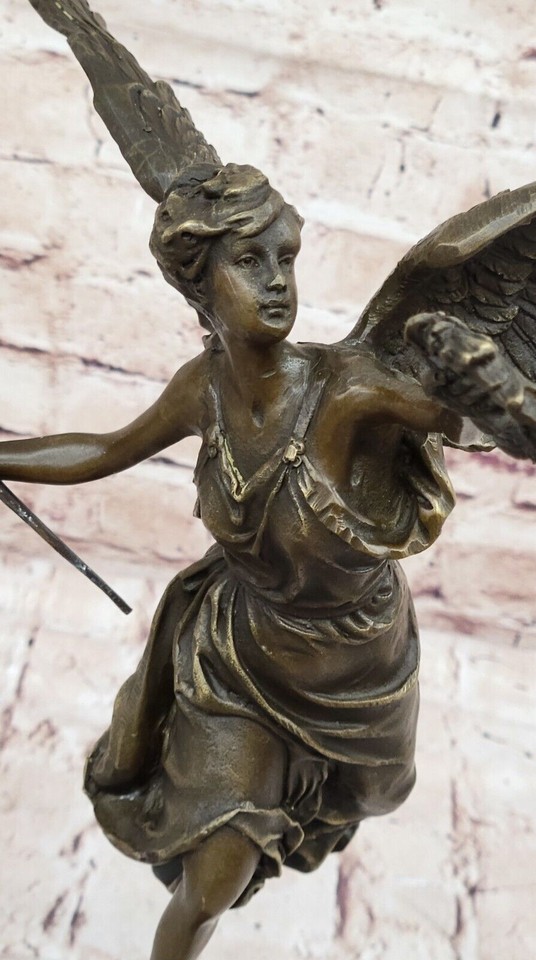 Winged Victory Athena Nike Paris Louvre 15" Bronze Marble Statue ...