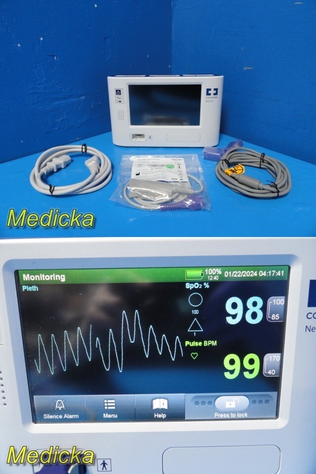 2014 Nellcor PM1000N Respiratory Monitor W/ SpO2 Sensor & Cable ~ 33491 ...