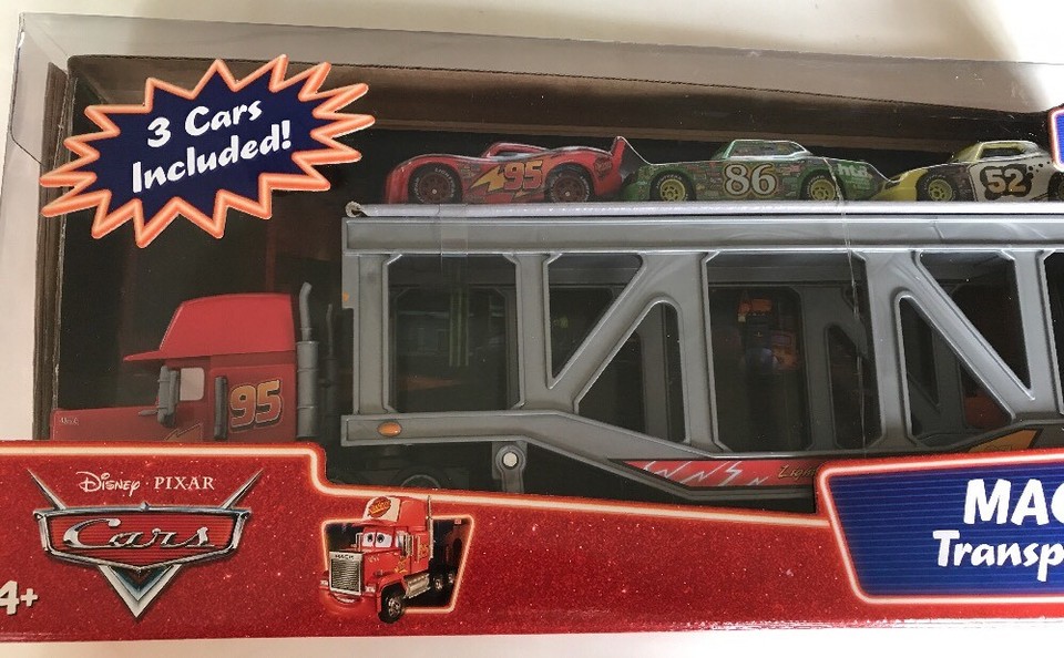 Disney Pixar CARS Mack Truck Transporter w/ McQueen Chick Hicks Leak ...