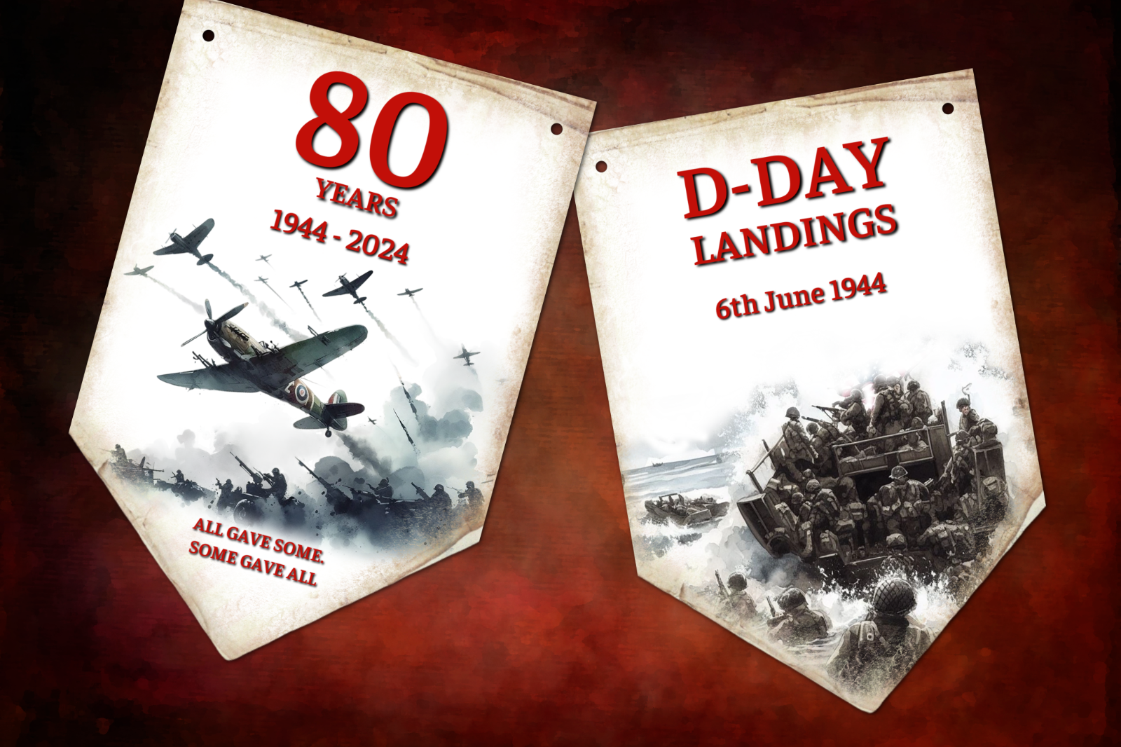 D-Day Bunting 80 Years Normandy Beach Landings Vintage Style Armed ...