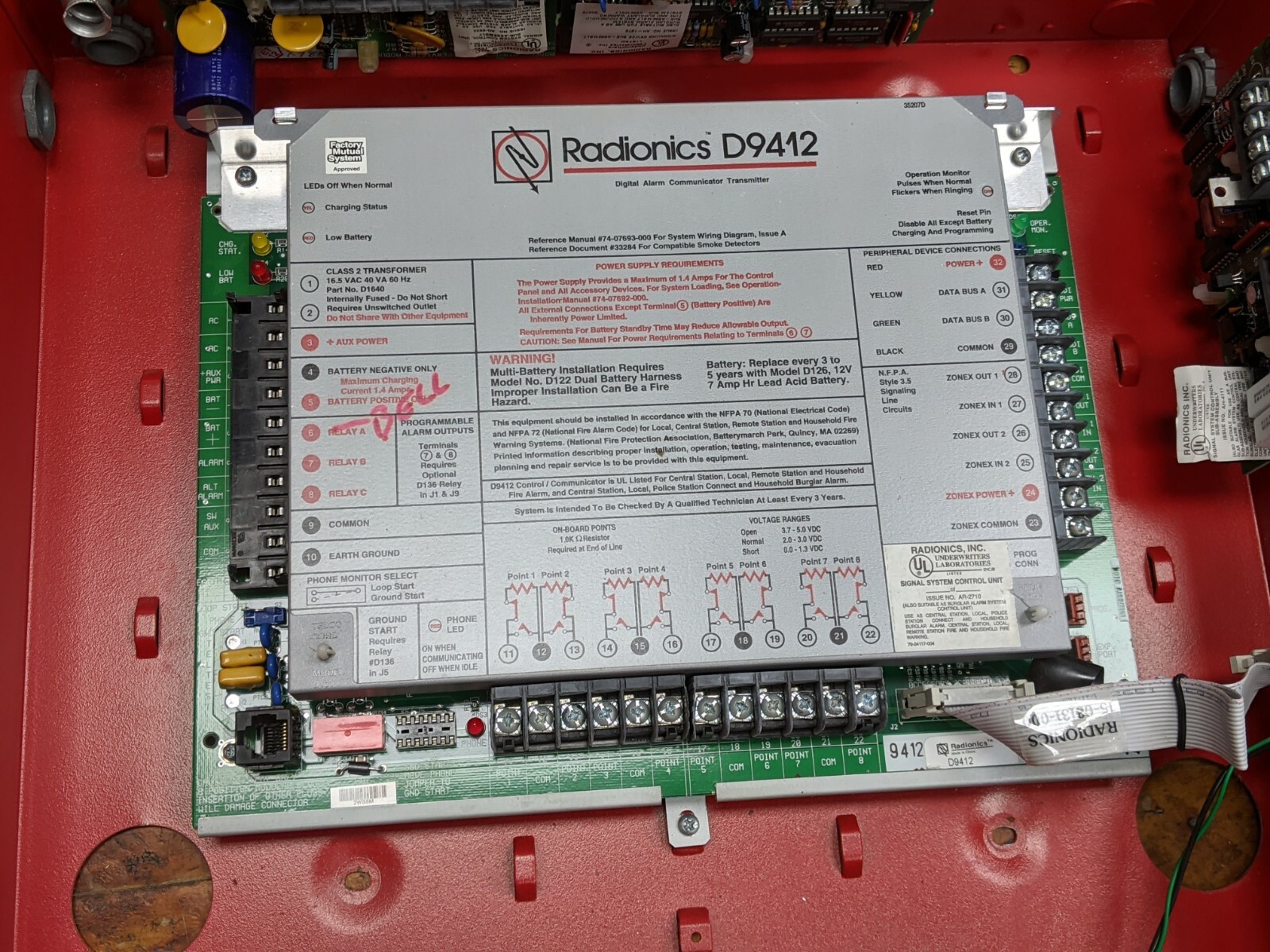 Radionics D9412 Digital Alarm Communicator Transmitter Fire Control ...