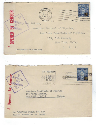 Two 1942 Australia, WWII Censor Tape #3 & #4, Commercial to New York | eBay