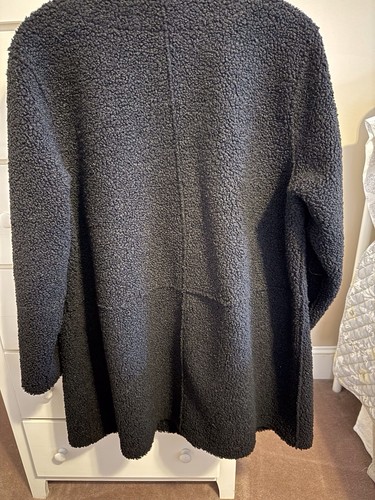 J. Jill Pure Jill Teddy Bear Coat Size XL Petite, Black, Fuzzy, Faux ...