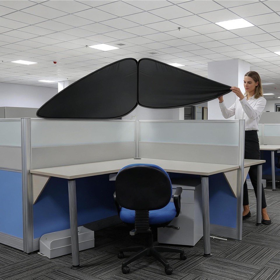 Cubicle Shade Foldable Portable Black Anti-Glare Airflow Blocker Office ...