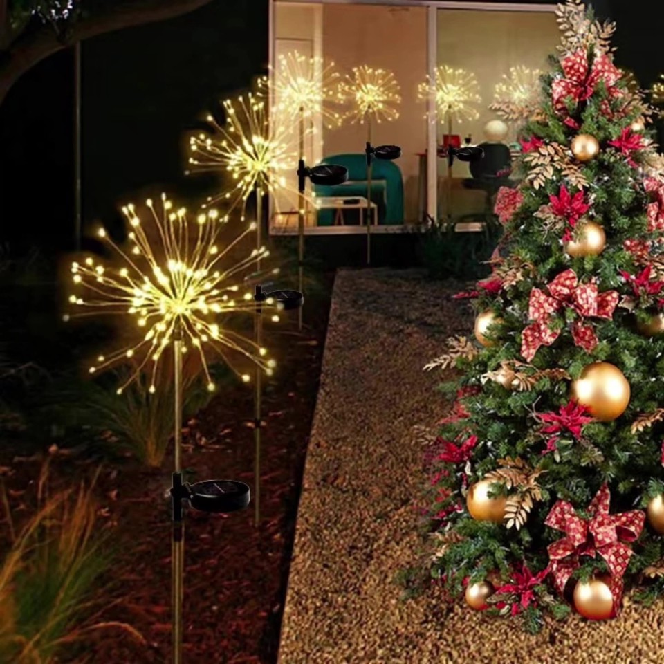 Garden Lights Solar Outdoor Path Lawn Lamp Firework Waterproof Decor ...