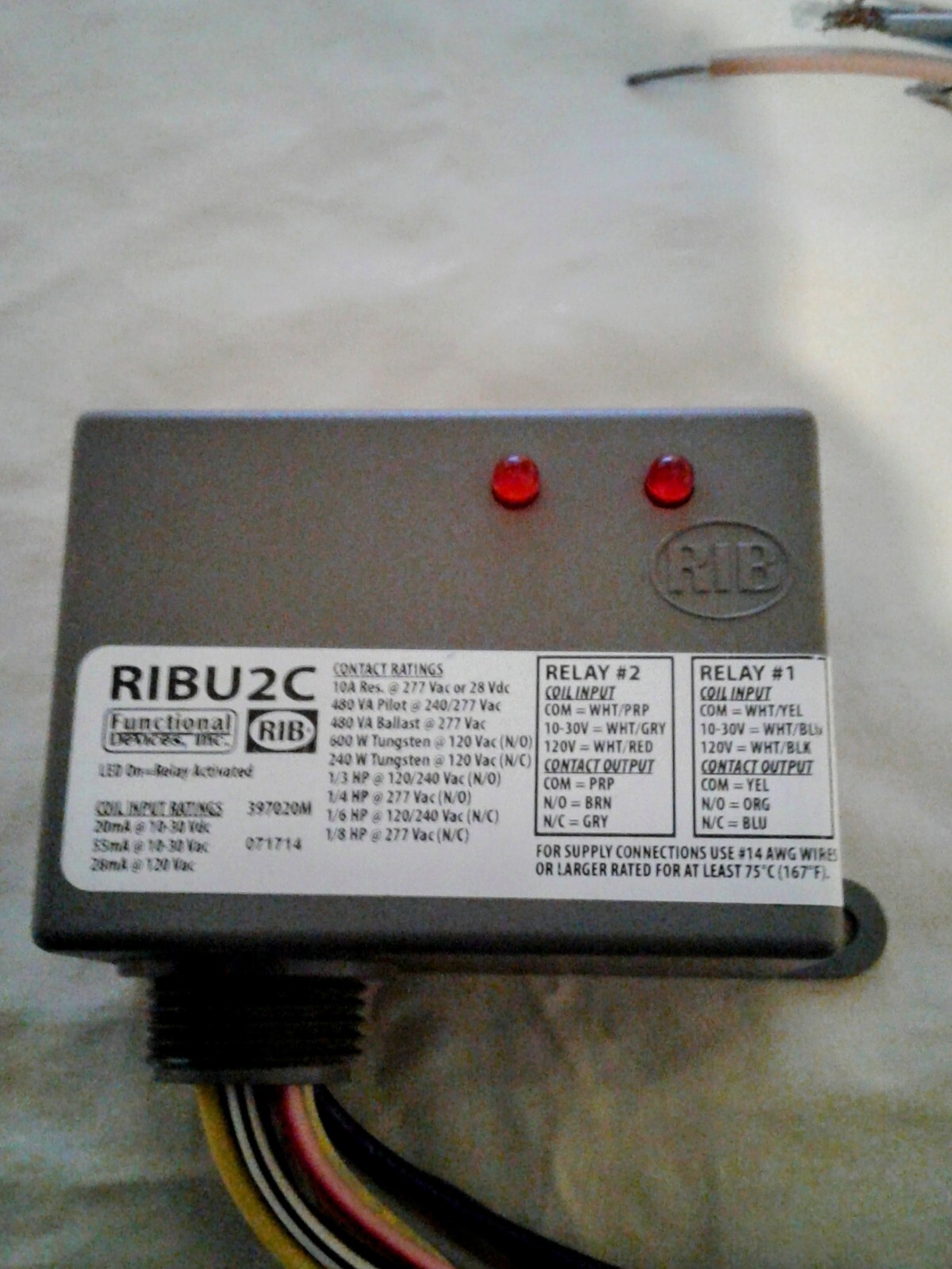RIBU2C 2x SPDT Relay FUNCTIONAL DEVICES Relay in a Box 24/120VACDC Used ...