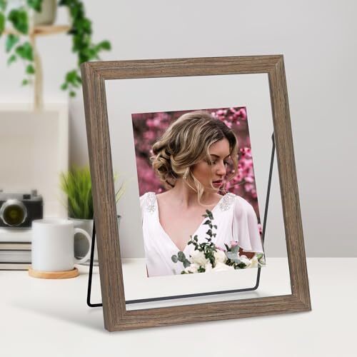 8x10 Solid Wood Floating Picture Frame Set of 4, Double 8x10" Walnut ...
