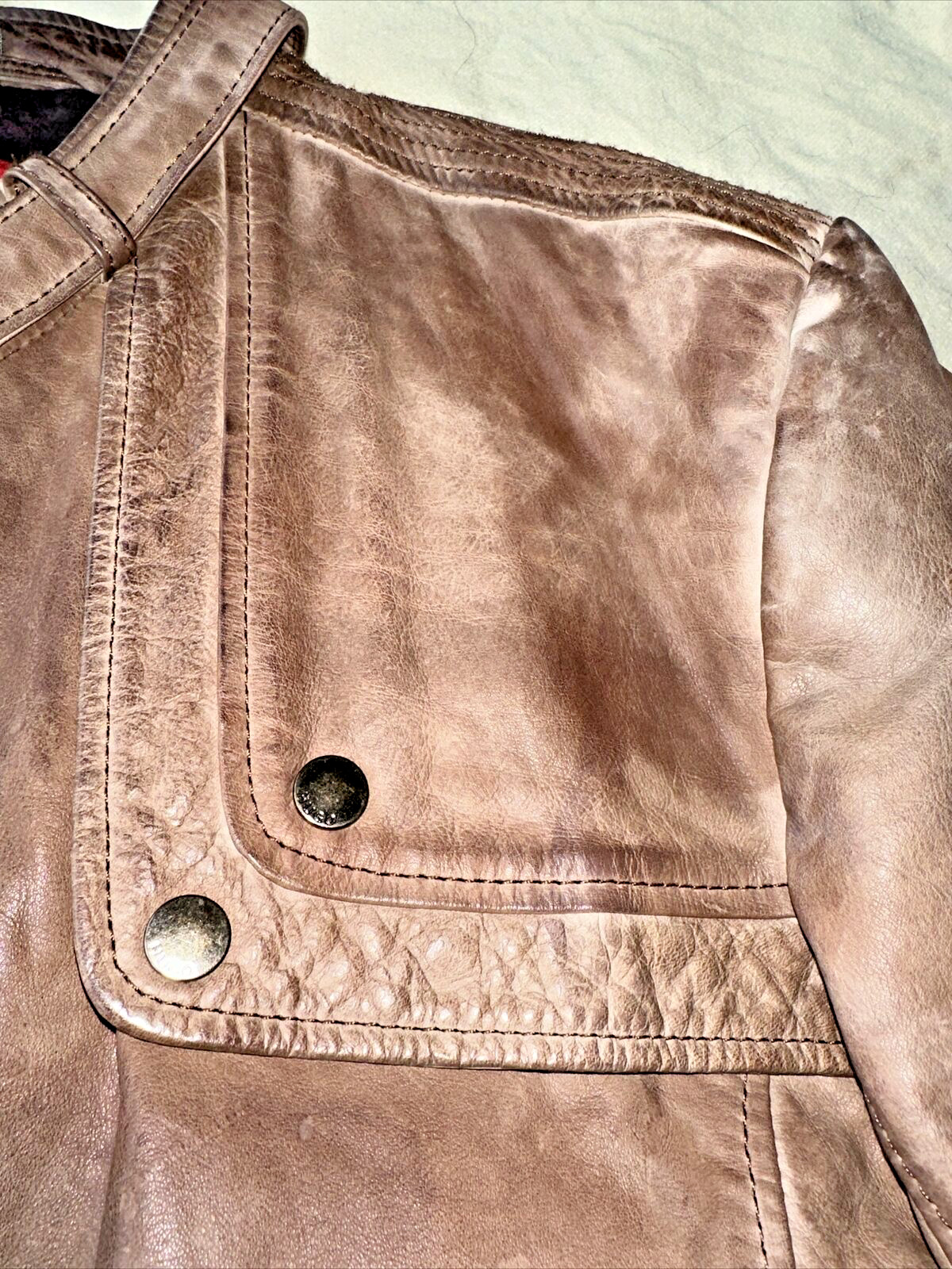 Hugo Boss Calfskin Leather Jacket Mens Large Brown Di… - Gem