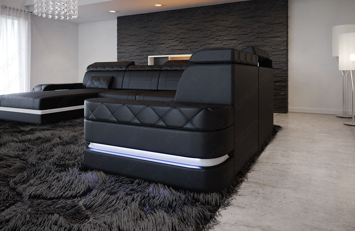 Ledercouch XXL Sofa Designer Wohnlandschaft Ecksofa Modern Luxus LED ...
