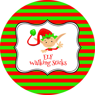 MAGIC ELF WALKING STICKS CHRISTMAS ROUND STICKERS NOVELTY SWEET ...