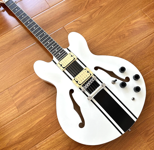 US Ship White 335 Semi-Hollow Electric Guitar 2H Pickup Black Fretboard ...
