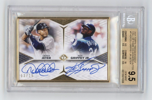Derek Jeter Ken Griffey Jr. 2021 Topps Transcendent Framed Dual Auto ...