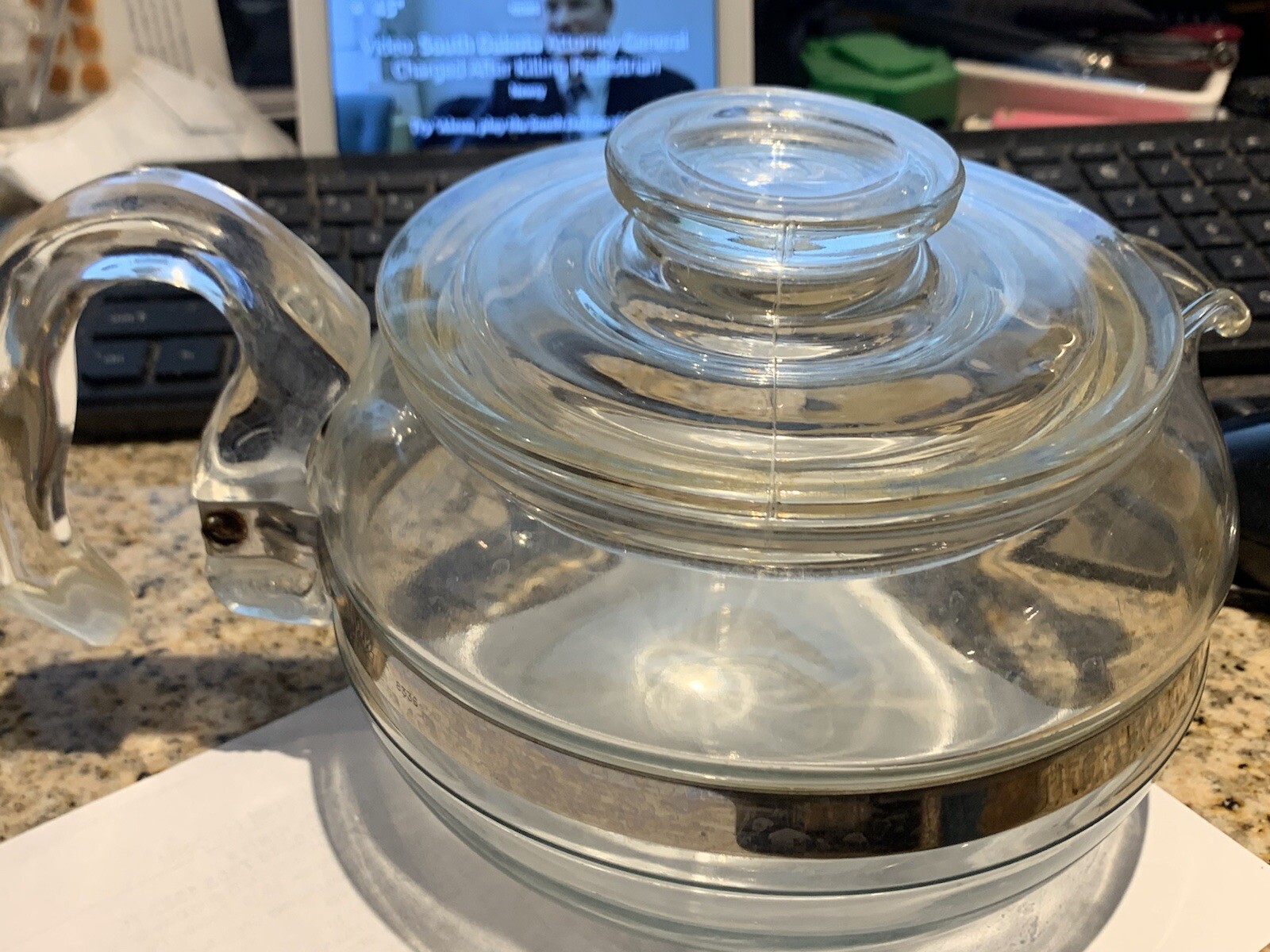 Mid Century Pyrex Coffee/ Tea Pot Kettle 8336 8446B Flameware 6 Cup ...