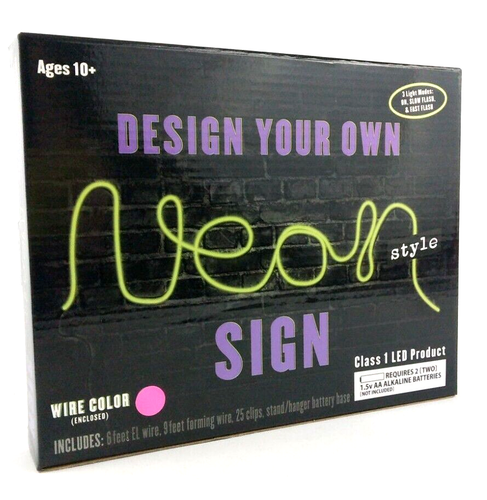 PINK Kids Craft Design Your Own Neon Style Sign Kit E.L. Wire Light Kit ...