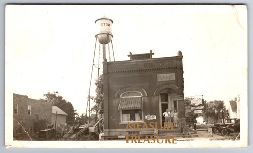 C.1930 BRISTOW, IA IOWA BANK, WATER TOWER, PEPSI ICE CREAM BEAUTY SHOP ...