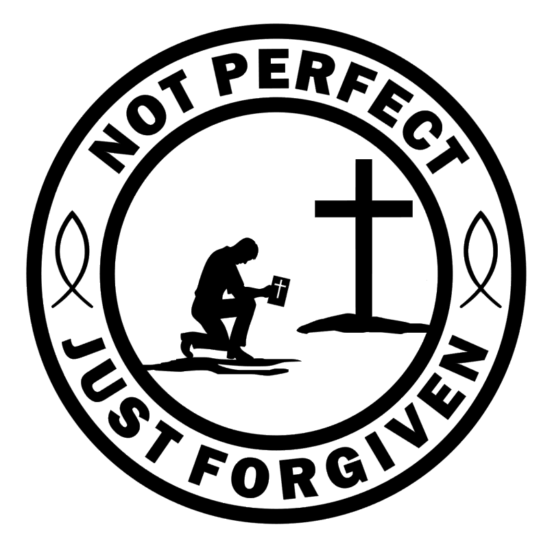 Not Perfect Just Forgiven Vinyl Decal, Bumper Sticker, Cross, Kneeling ...