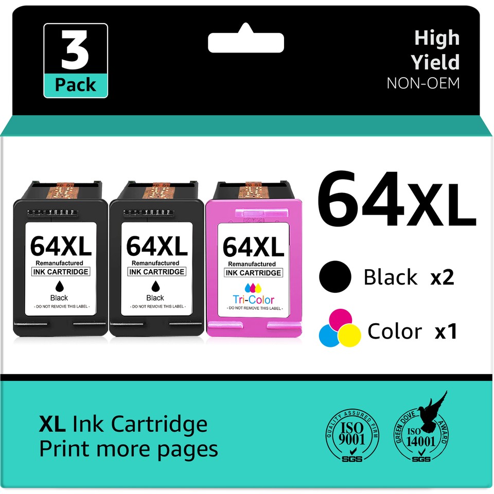 64 XL Ink Cartridges for HP 64XL ENVY 6220 6252 6255 7155 7164 7855 ...