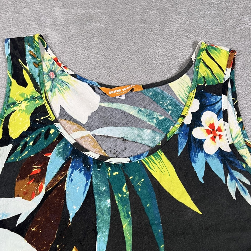Jams World Tank Top Womens Small Hawaiian Floral Multicolor Sleeveless ...