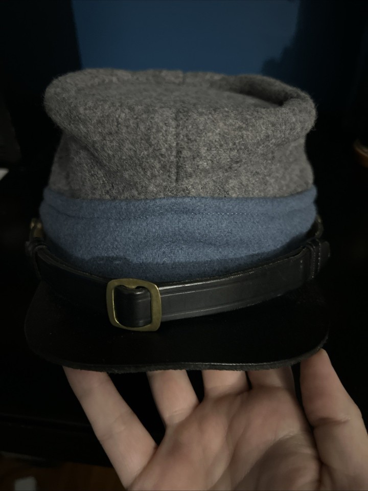 Confederate Civil War Charcoal Grey Kepi with Blue Wool Band | eBay