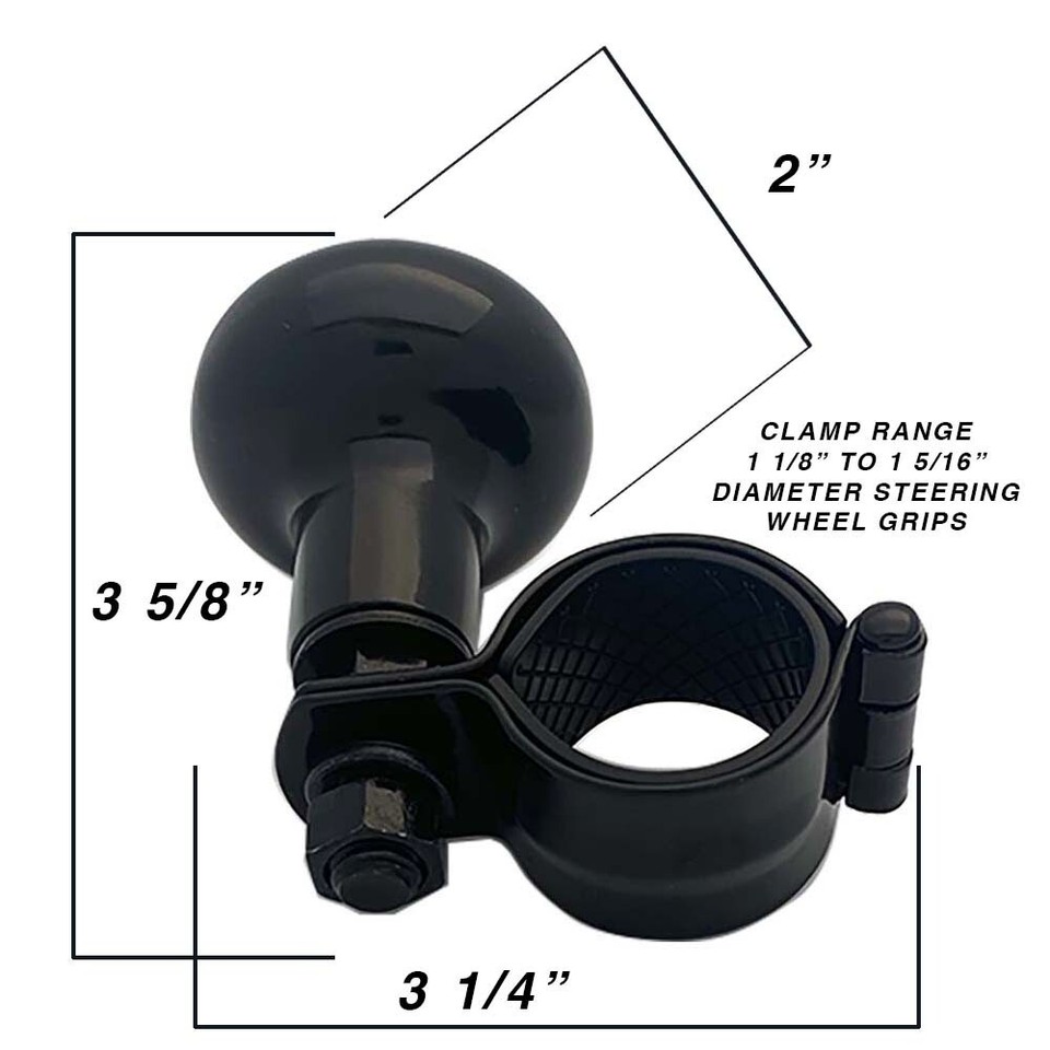 BLACK METAL STEERING WHEEL SPINNER UNIVERSAL HEAVY DUTY CAR TRUCK SUV ...