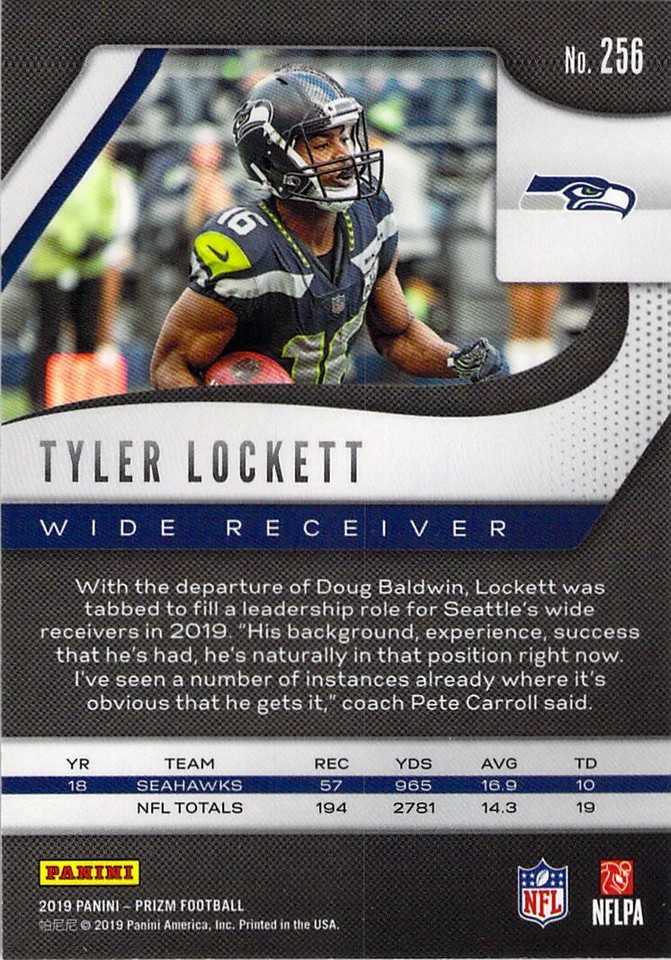 Tyler Lockett 2019 Panini Prizm Football Chrome Base Card #256 Seattle ...