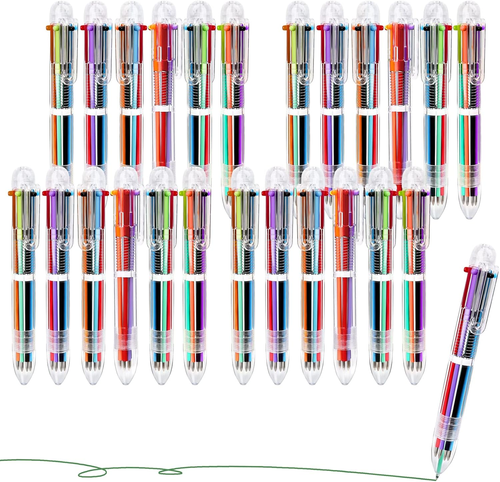 24 Pack Multicolor Ballpoint Pen 6 Colors in One 0.5Mm, Retractable ...