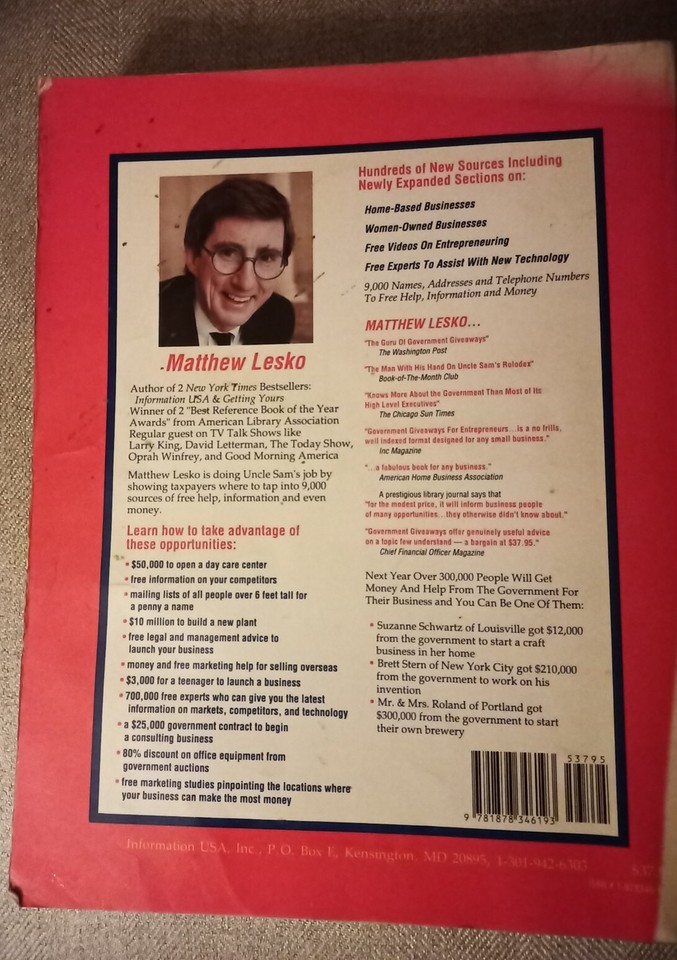 Government Giveaways for Entrepreneurs II (Expanded Ed) Matthew Lesko ...