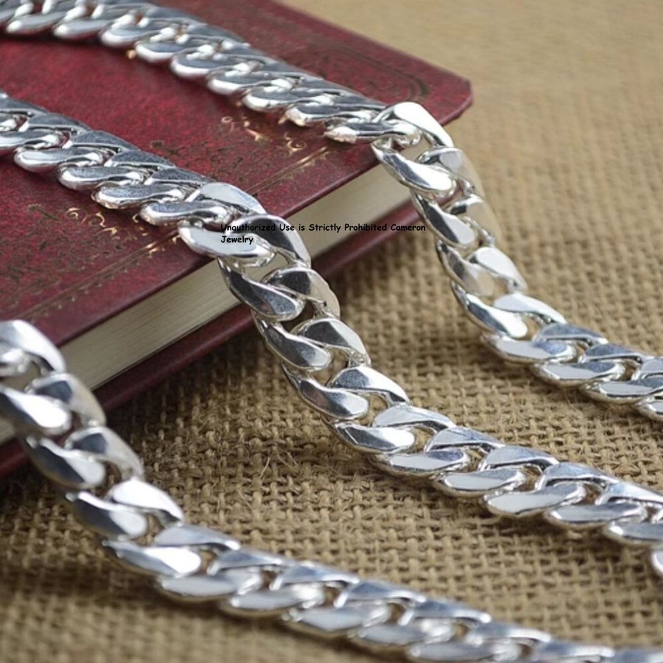 Pure S999 Fine Silver 999 Chain Men Women 3-13mm Curb Link Necklace 16 ...