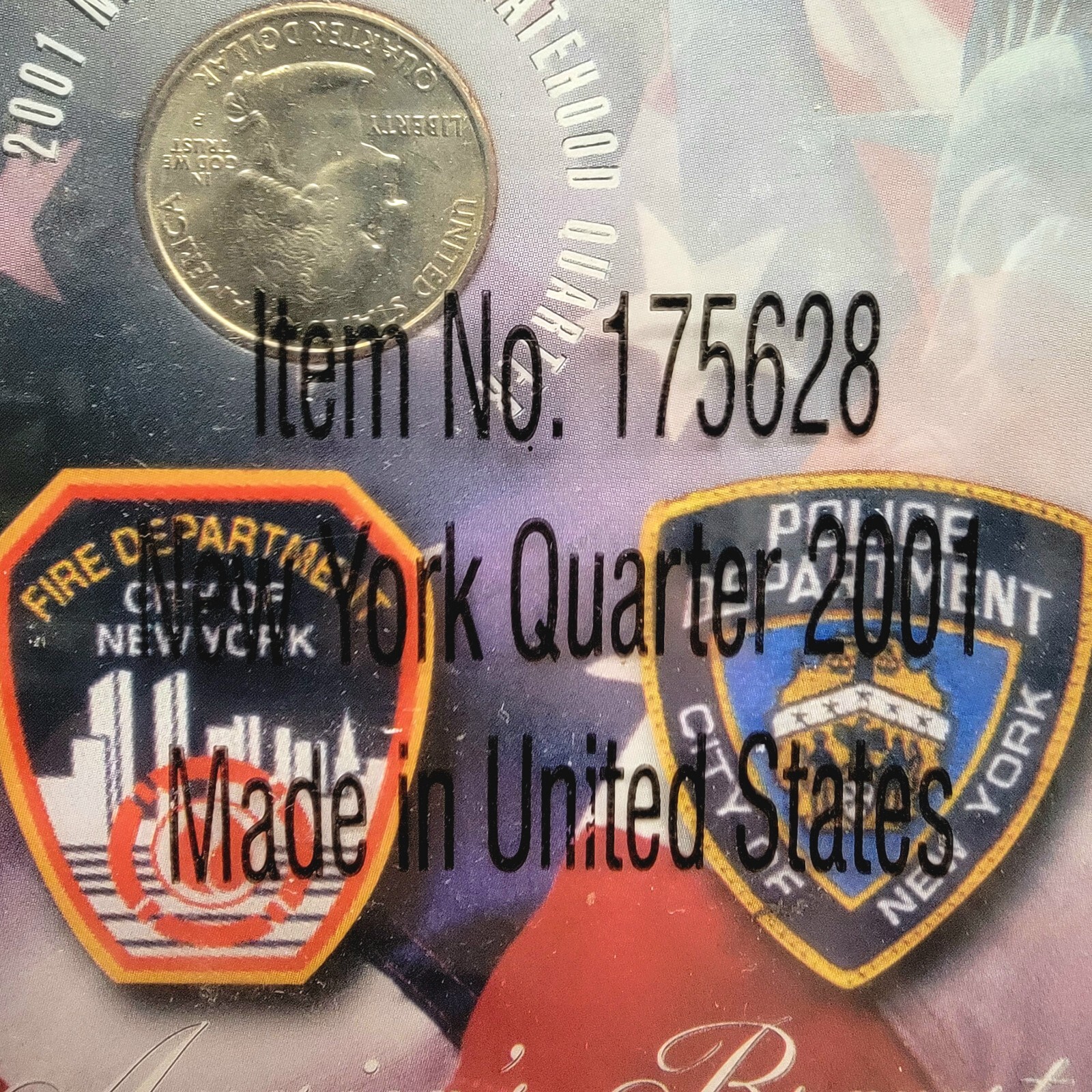 2001 AMAZING MINT COLORIZED NEW YORK U.S. STATE QUARTER "NEVER FORGET ...