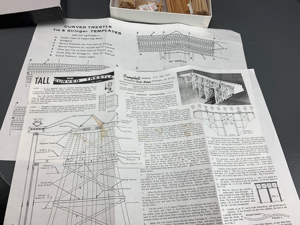 HO Campbell Scale Models Tall Curved Trestle All Radii Craftsman Kit ...