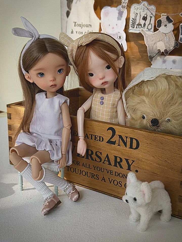 Twins Girl 1/6 Full Set BJD Doll Landoudou w/ Clothes Wig Faceup Eyes ...