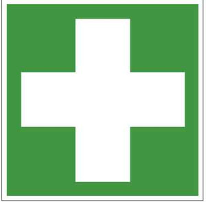 Shield First Aid Sticker Green Cross after Fluro rescue characters DIN ...