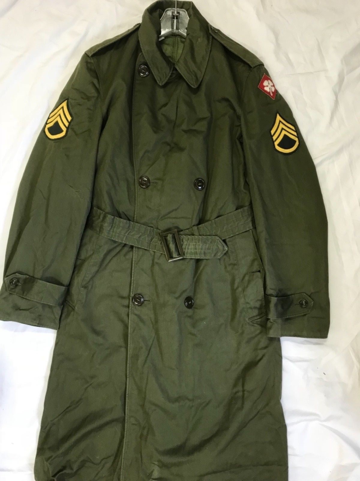 US ARMY KOREA WAR VINTAGE OVERCOAT OG 107 WOOL LINER TRENCH COAT 4TH ...