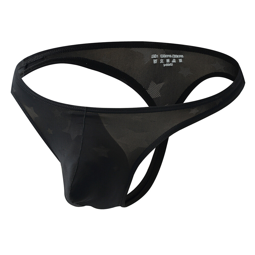 Mens Ice Silk Briefs G-String Thongs Sexy Sheer Underwear T-Back Bikini ...