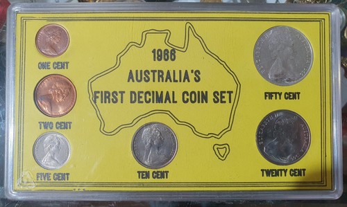 1966 Coin Set Uncirculated UNC Australia's First Coin Set INC SILVER 50 ...