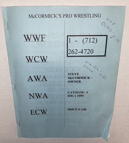 RARE Vintage 1999 Pro Wrestling Guide McCormick WWF WCW AWA NWA ECW | eBay