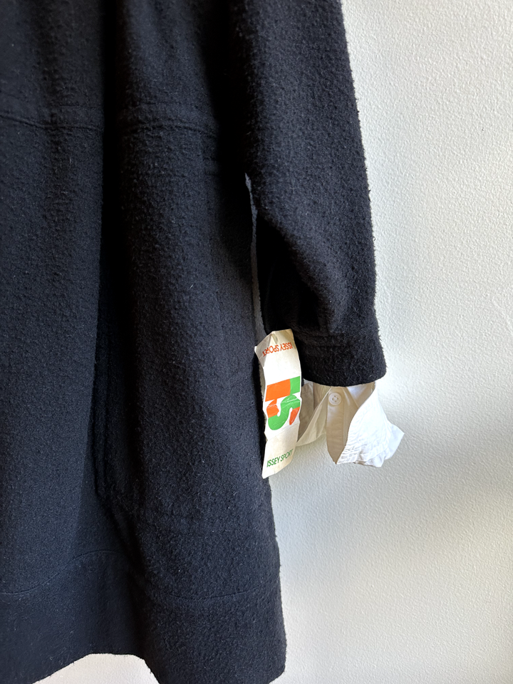 Vintage 70s ISSEY MIYAKE SPORT pilled fleece black jacket swing fall ...