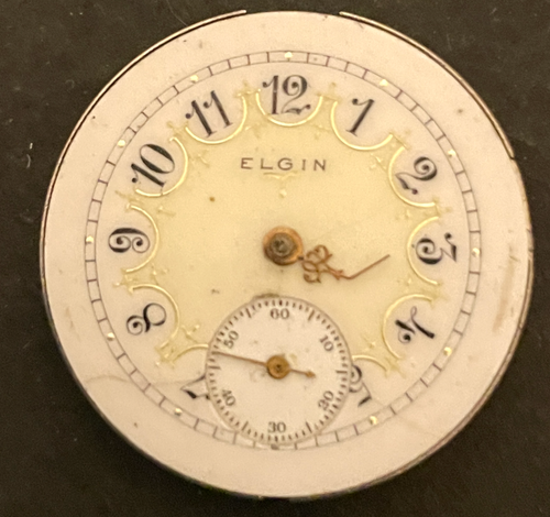 Antique 1905 Elgin Grade 324 Pocket Watch Movement Fancy Dial Ticks 0s ...