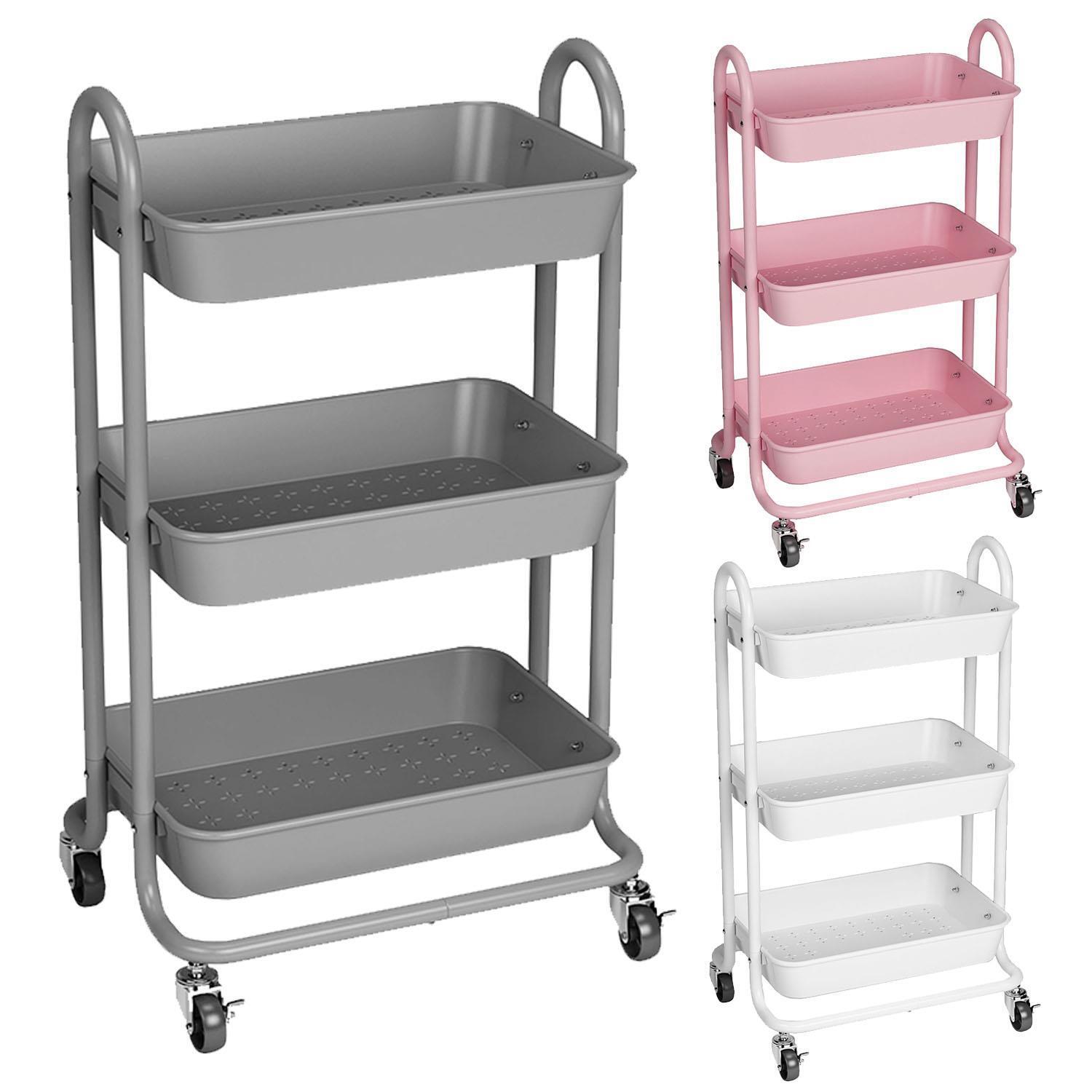 3 Tier Kitchen Storage Trolley Beauty Fruit Cart Rack Tray Shelf ...