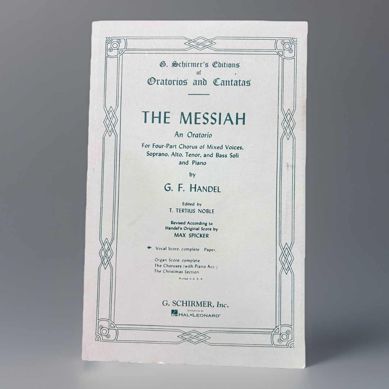 Messiah (Oratorio, 1741) : Complete Vocal Score SATB by G. F. Handel ...
