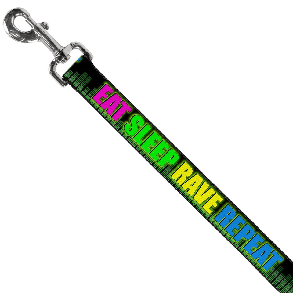 Dog Leash 6-FEET EAT SLEEP RAVE REPEAT Black/Multi Neon (US IMPORT ...