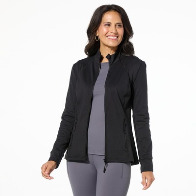 Joy Mangano Collection Luxe Performance Smooth Zip Up Jacket Black M ...