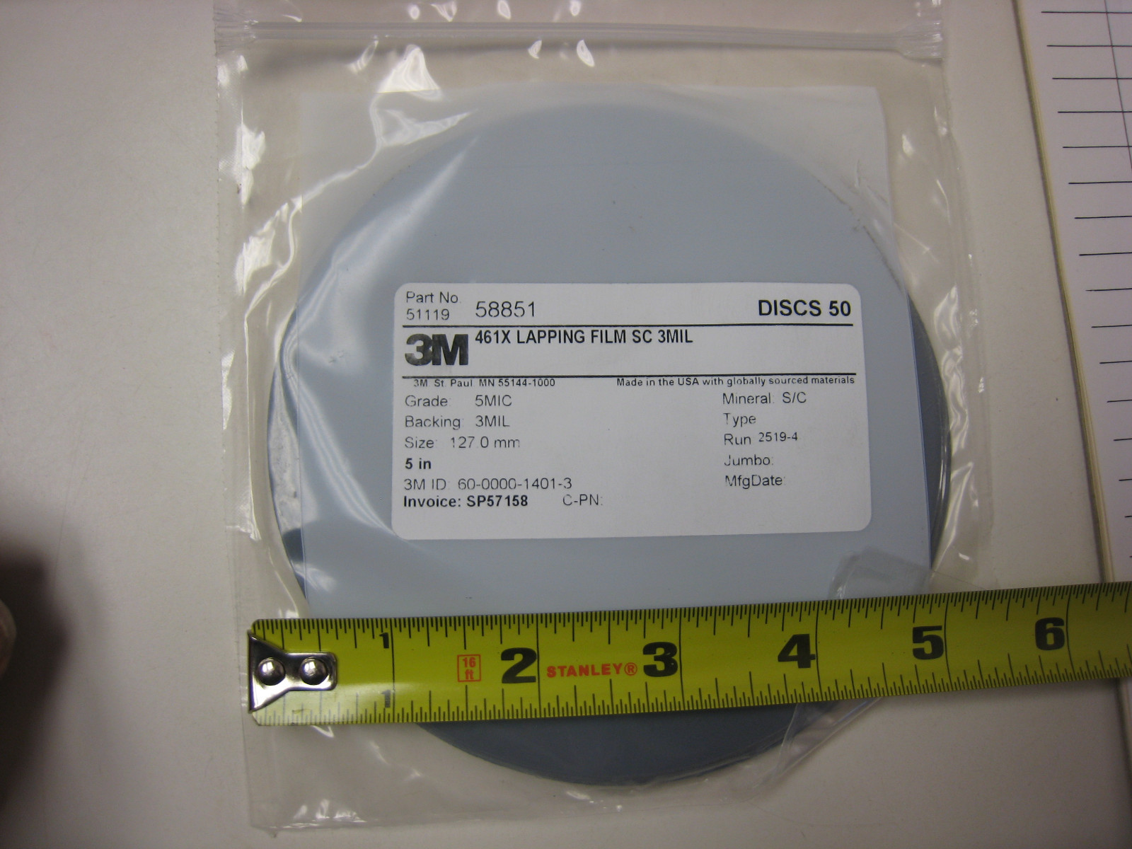 3M 461X Lapping Film 5 Inch Discs SEALED new 50 pcs 5 Micron 127mm ...