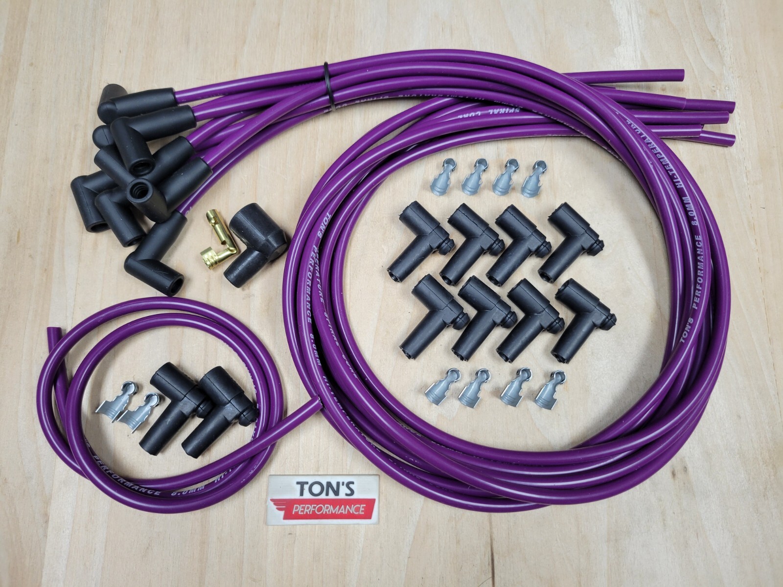 Ton's 90 8mm Silicone Purple Spark Plug Wires Universal Chevy GM HEI ...