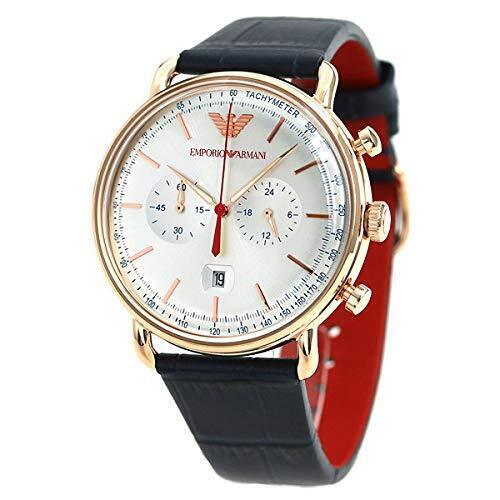 Emporio Armani Chronograph 43mm Rose Gold Stainless Steel Case, Dark ...